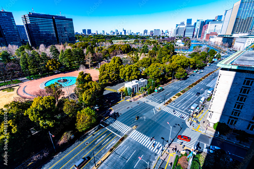 Hibiya Central Park and Buildings in Marunouchi, Chiyoda District ...