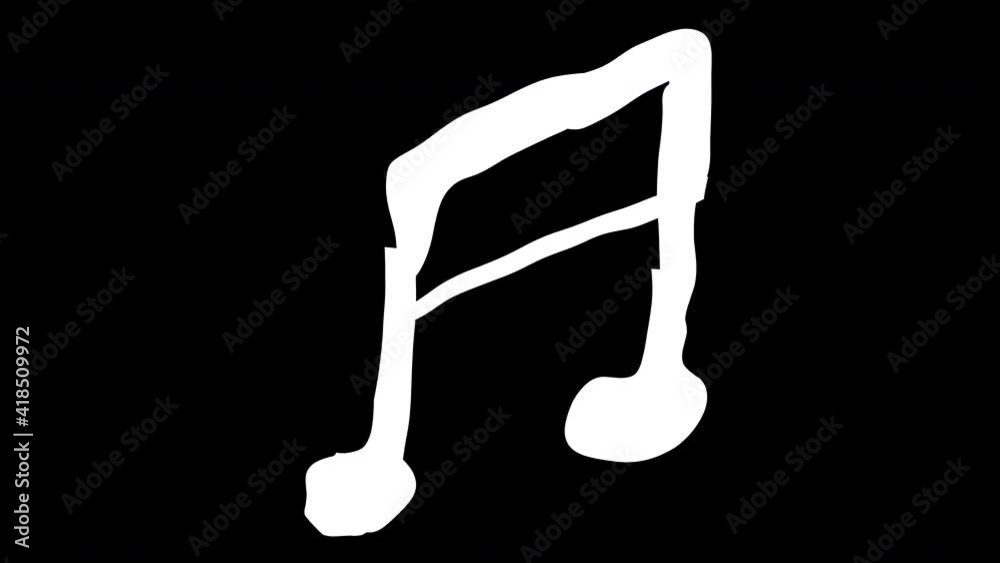 Hand drawn animation of many different music notes over black ...