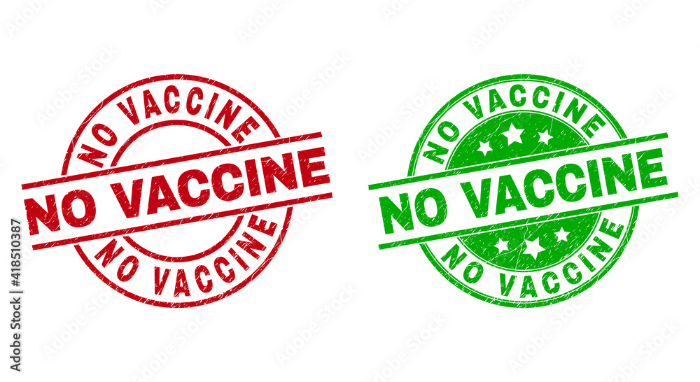 Round NO VACCINE stamp badges. Flat vector textured stamp watermarks ...