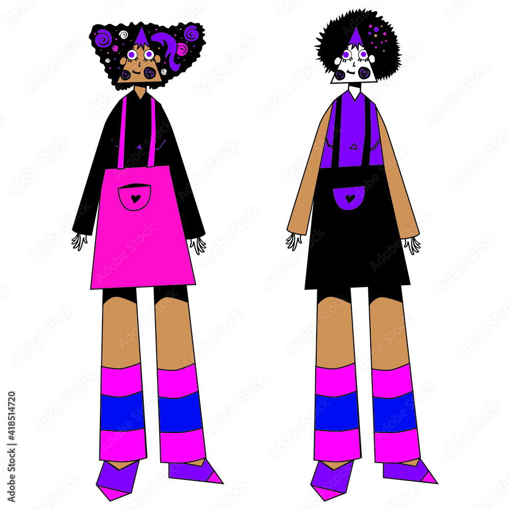 Stylized teenagers. Options for different hairstyles for teenagers ...