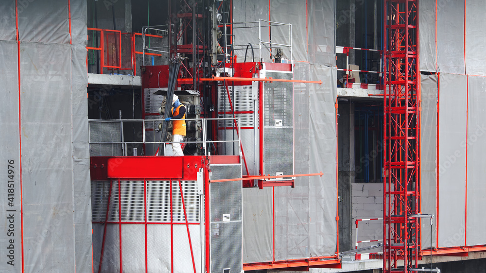Elevators used for worker and moving materials in Construction site ...