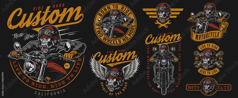 Custom motorcycle labels set Stock Vector | Adobe Stock