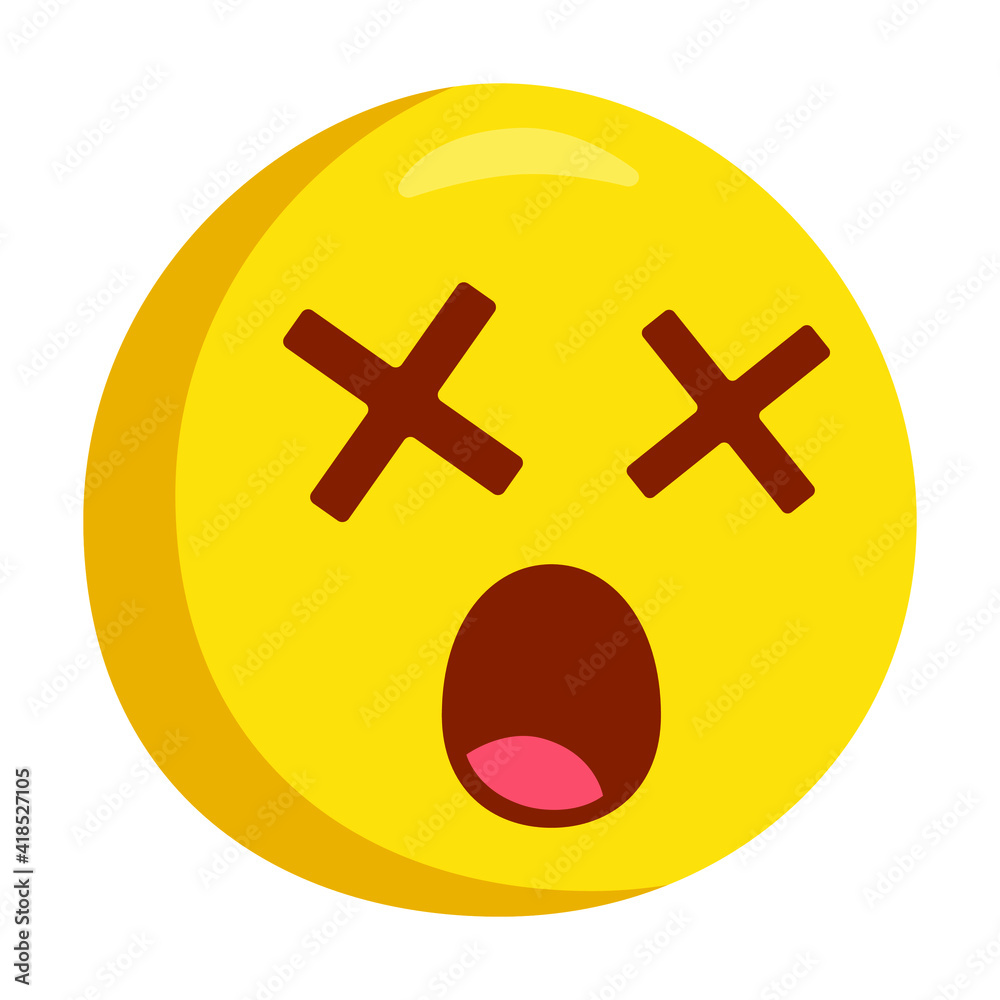 Dizzy Face Emoji Icon Illustration. Cross Eyes Symbol Emoticon Design ...