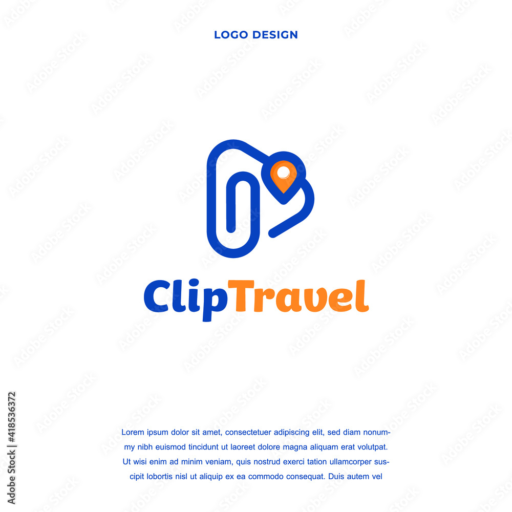 abstract paper clip with pin location icon logo design vector ...