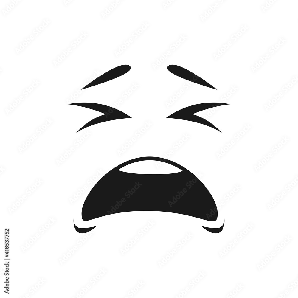 Character face in bad mood isolated crying emoji. Vector crying ...