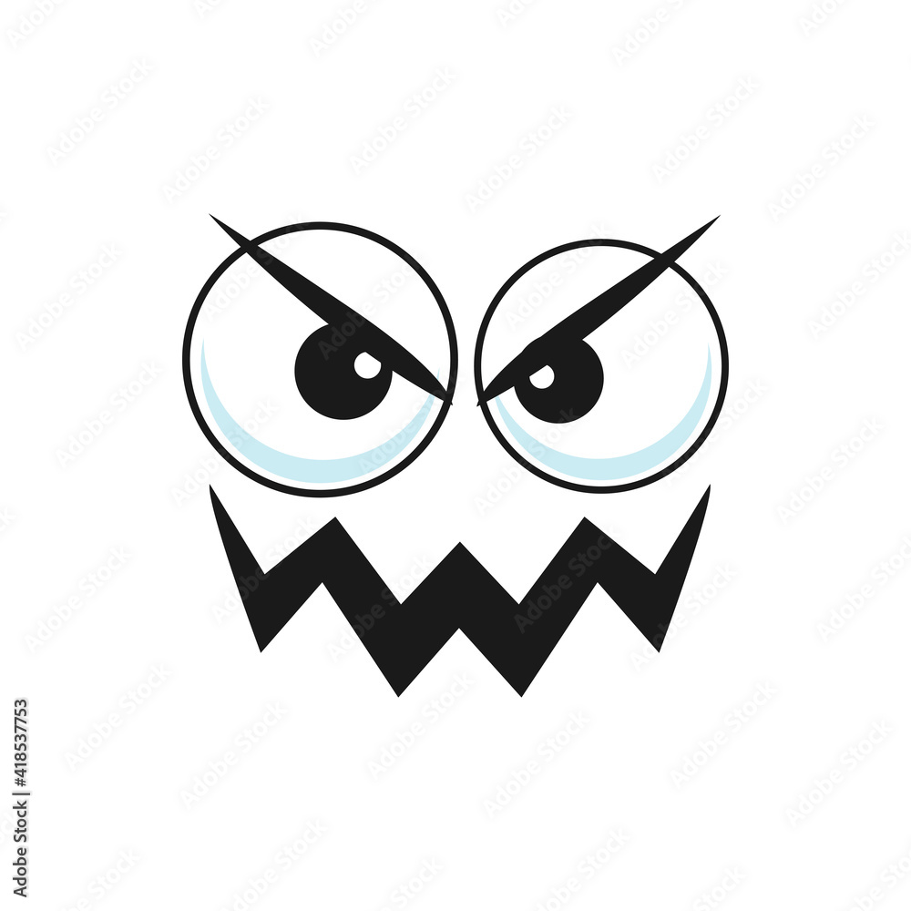 Wicked popped-eyed smiley with curved mouth isolated cartoon character ...