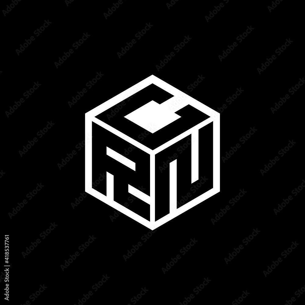 RNC letter logo design with black background in illustrator, cube logo ...