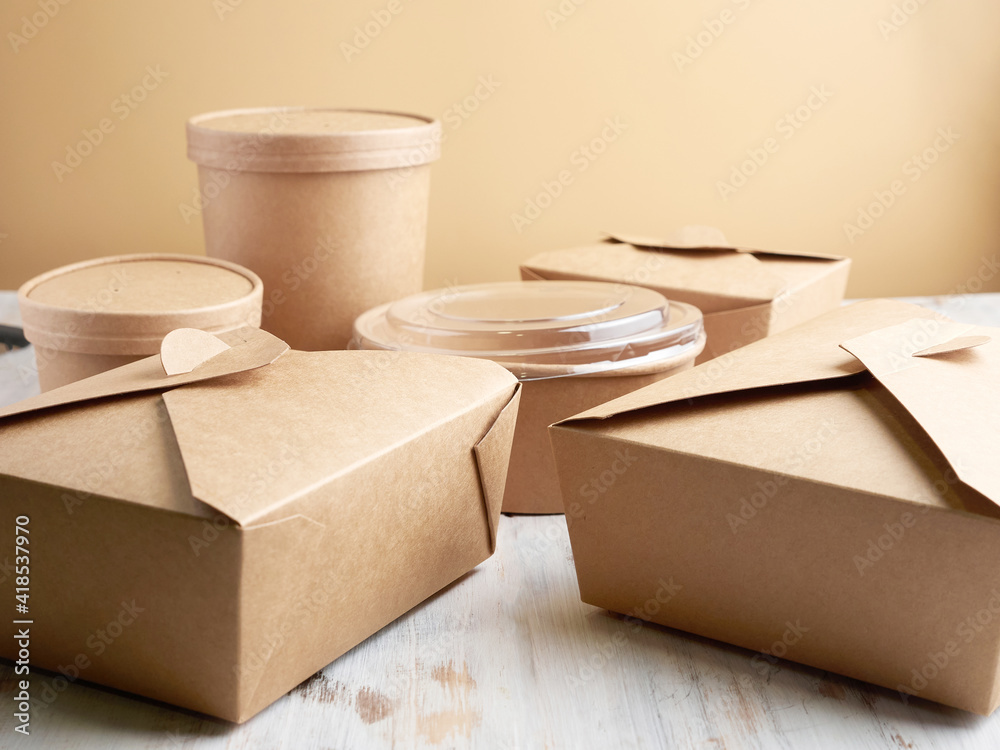 Poster Print paper containers for food delivery 40x30 cm