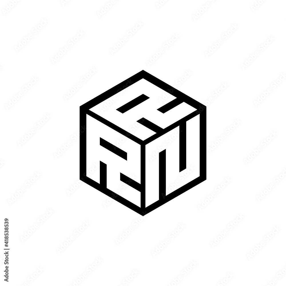 RNR letter logo design with white background in illustrator, cube logo ...
