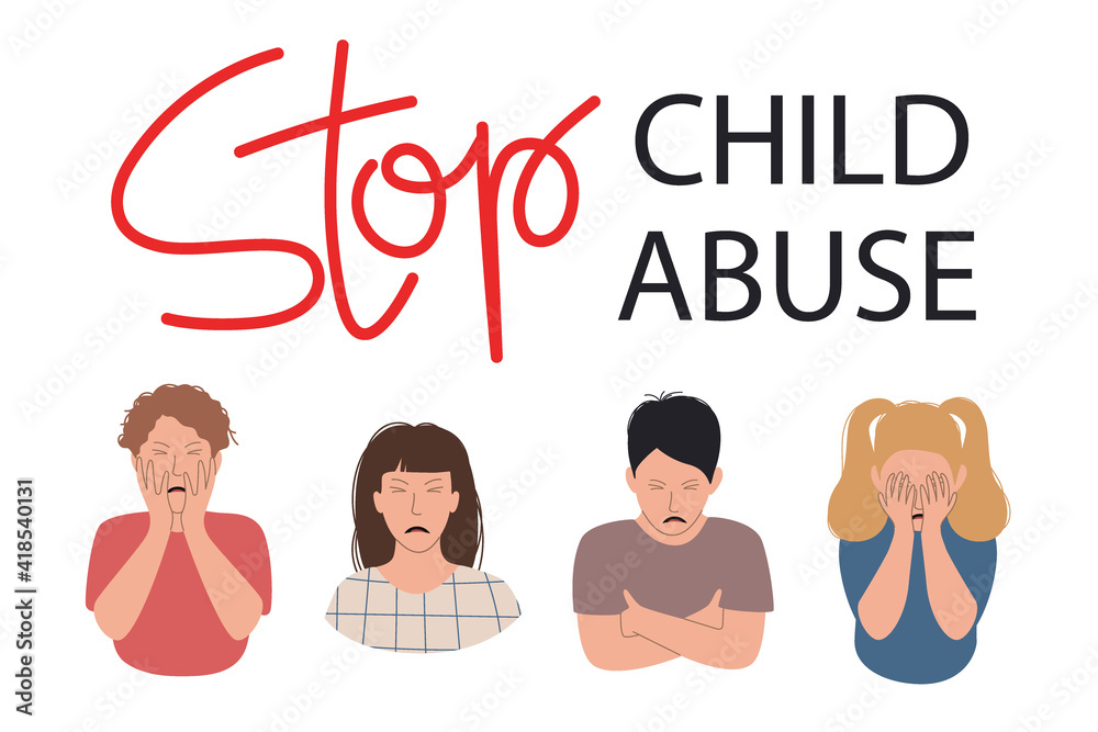 Stop child abuse banner. Family violence, domestic abuse and aggression ...