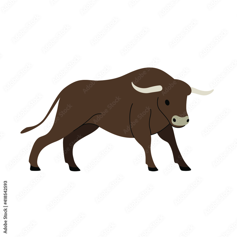 Cartoon bull - cute character for children. Vector illustration in ...