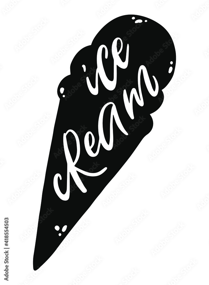 Cute hand lettering ice cream quote written inside an ice cream cone ...