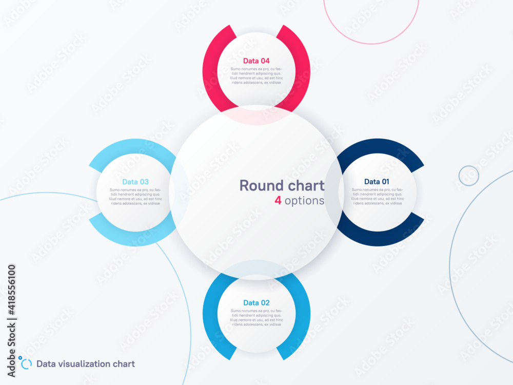 Vector round circle infographic chart template divided by four parts ...