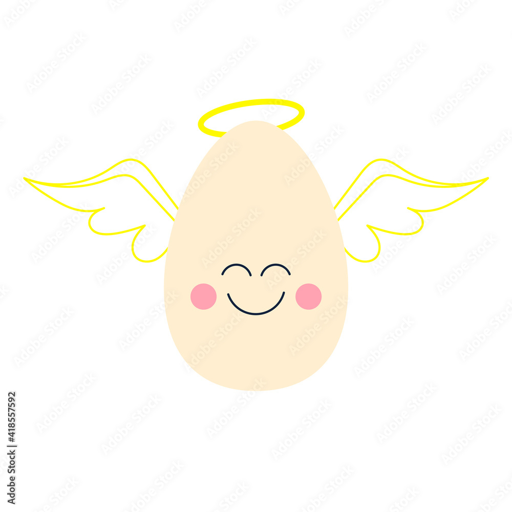 Cute Cartoon Egg As Winged Angel, Good Design For Characters Theme ...