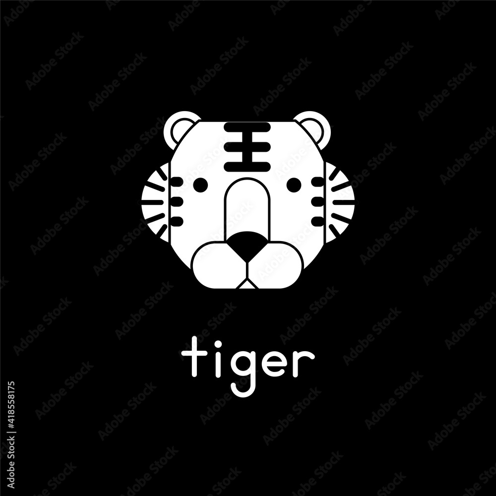 Cute tiger face. Little tiger in cartoon style. Vector illustration ...