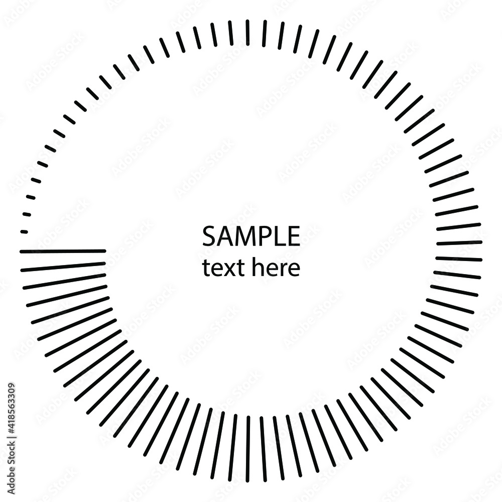 Black radial stripes in round form. Geometric art. Trendy design ...