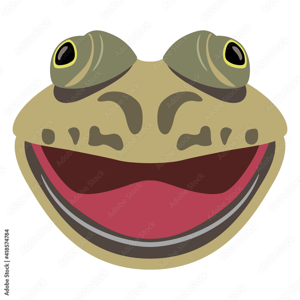 Funny face of a frog with open mouth. Cartoon style. Stock Vector ...