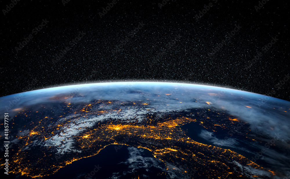 Planet earth globe view from space showing realistic earth surface and ...