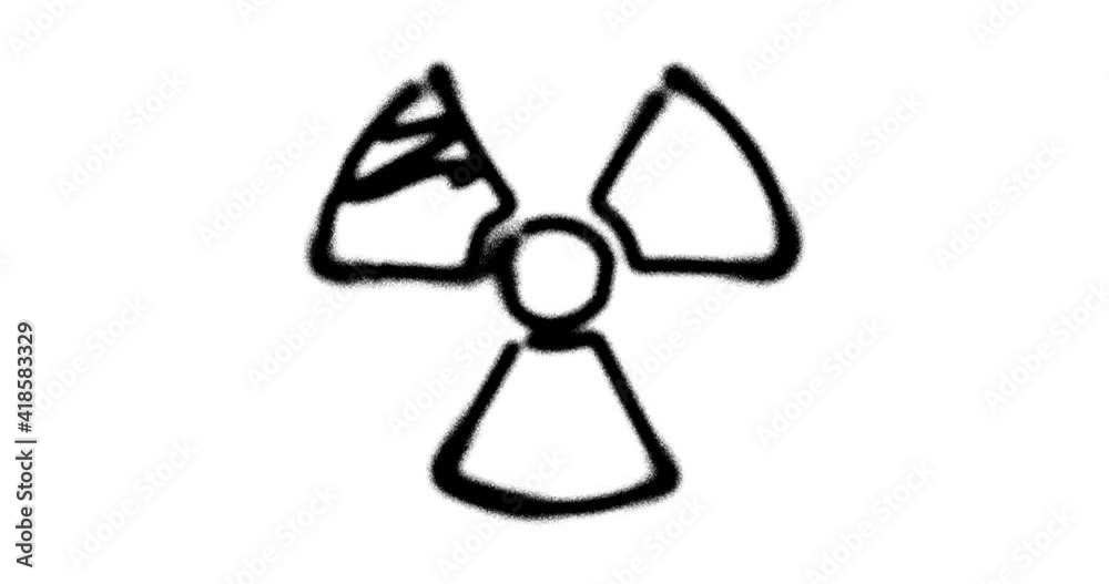 Radiation and nuclear energy warning symbol spray painted isolated ...