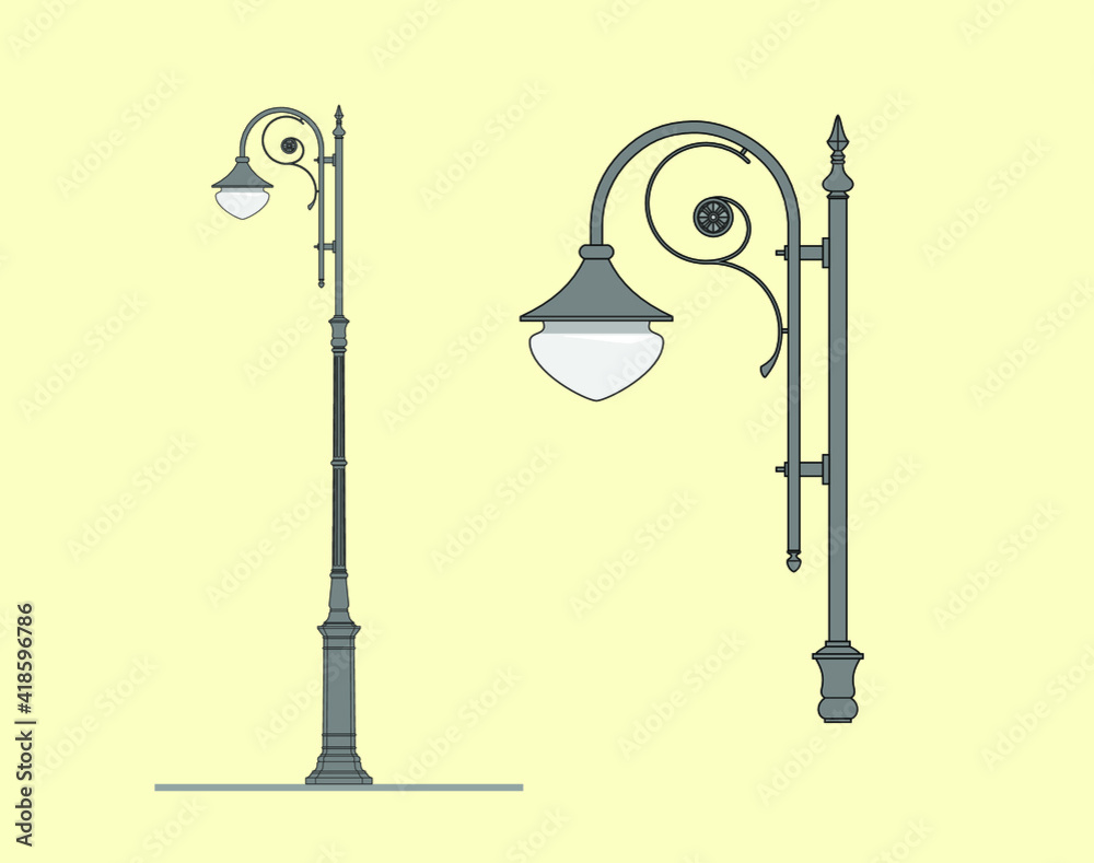 Classic street lamp. Outdoor lighting of the city. Urban design. Design ...