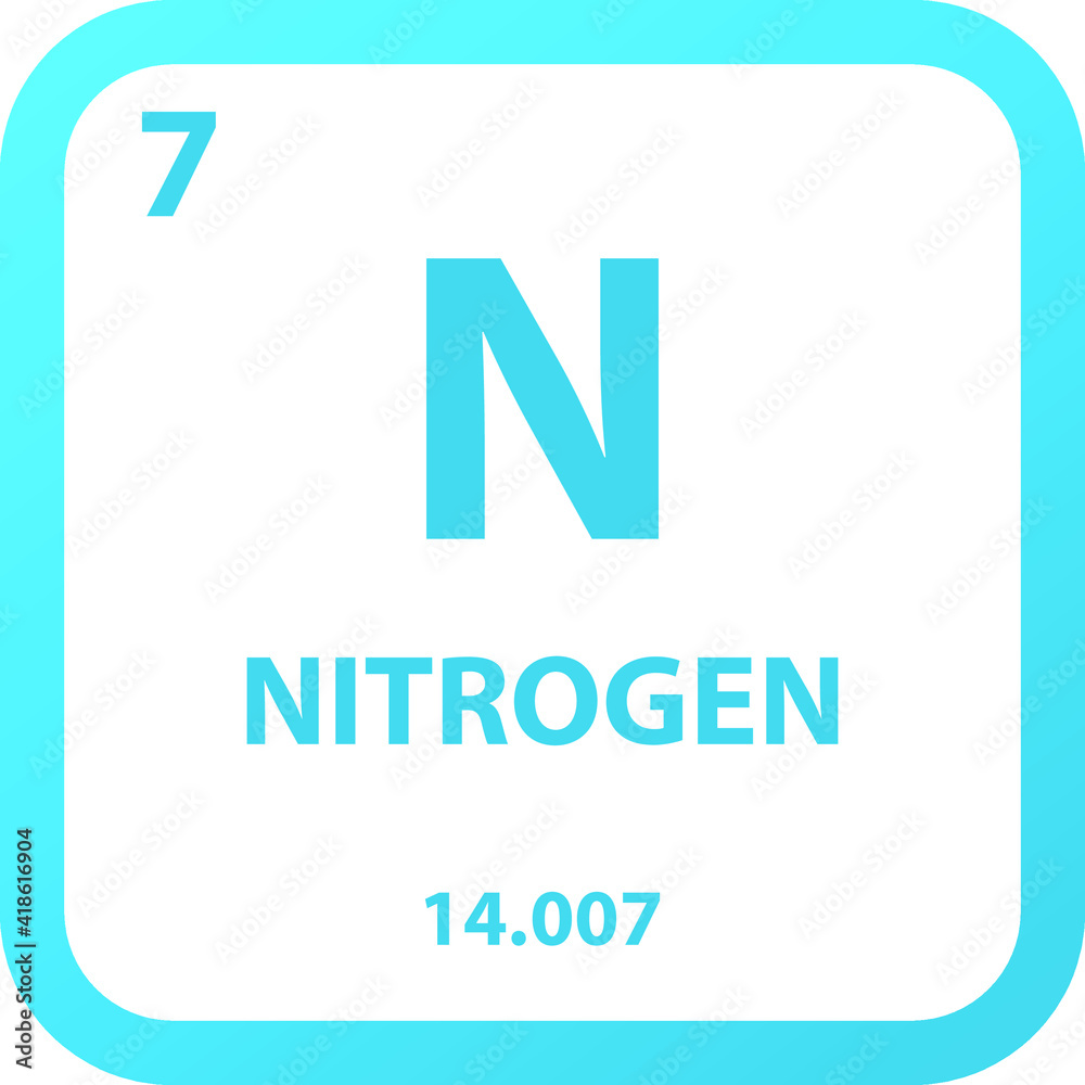 Nitrogen N Non reactive metal Chemical Element vector illustration ...