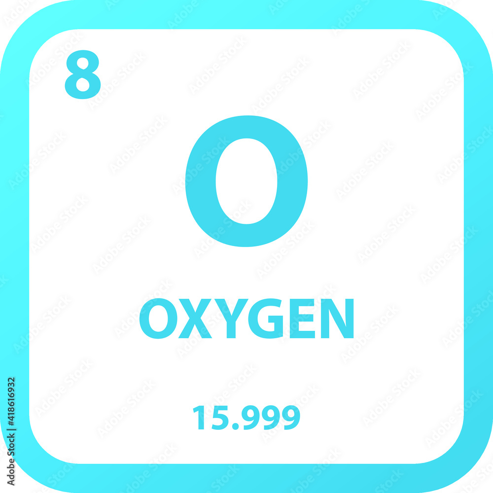 Oxygen O Non reactive metal Chemical Element vector illustration ...