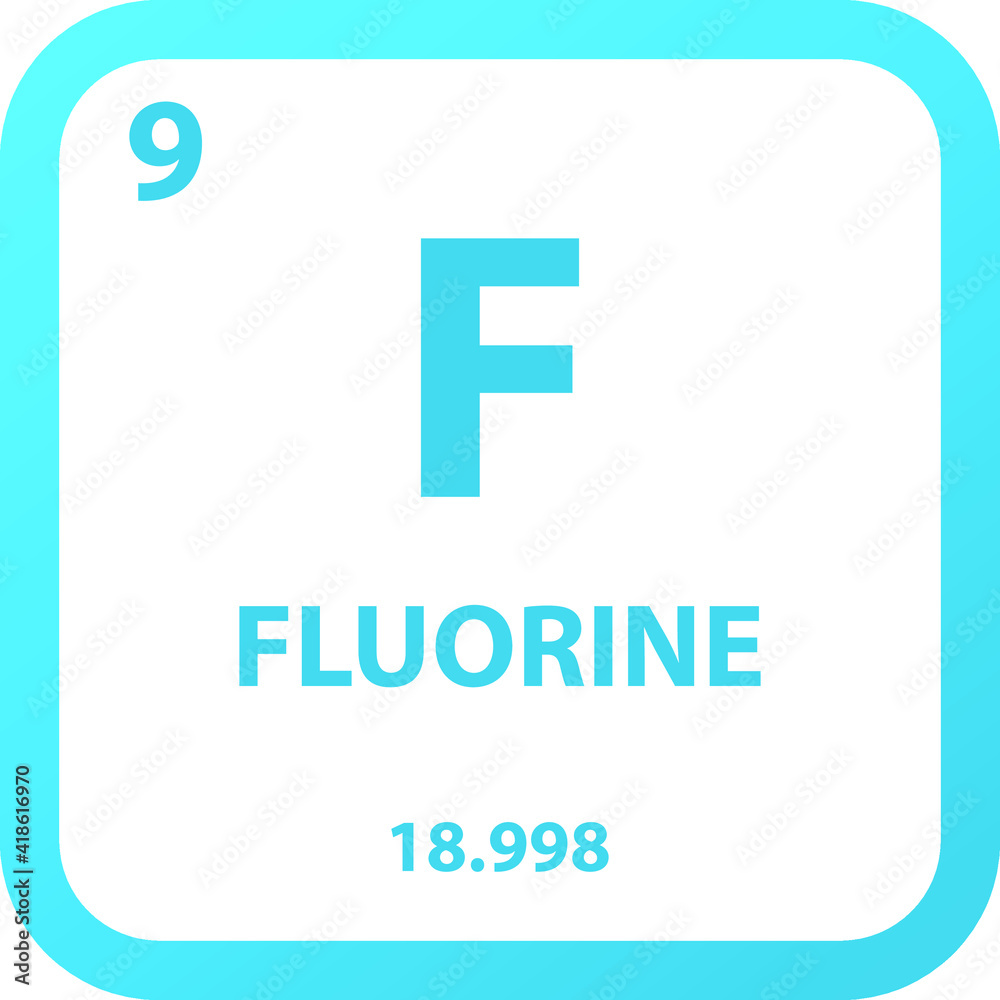 Fluorine F Halogen Chemical Element vector illustration diagram, with ...