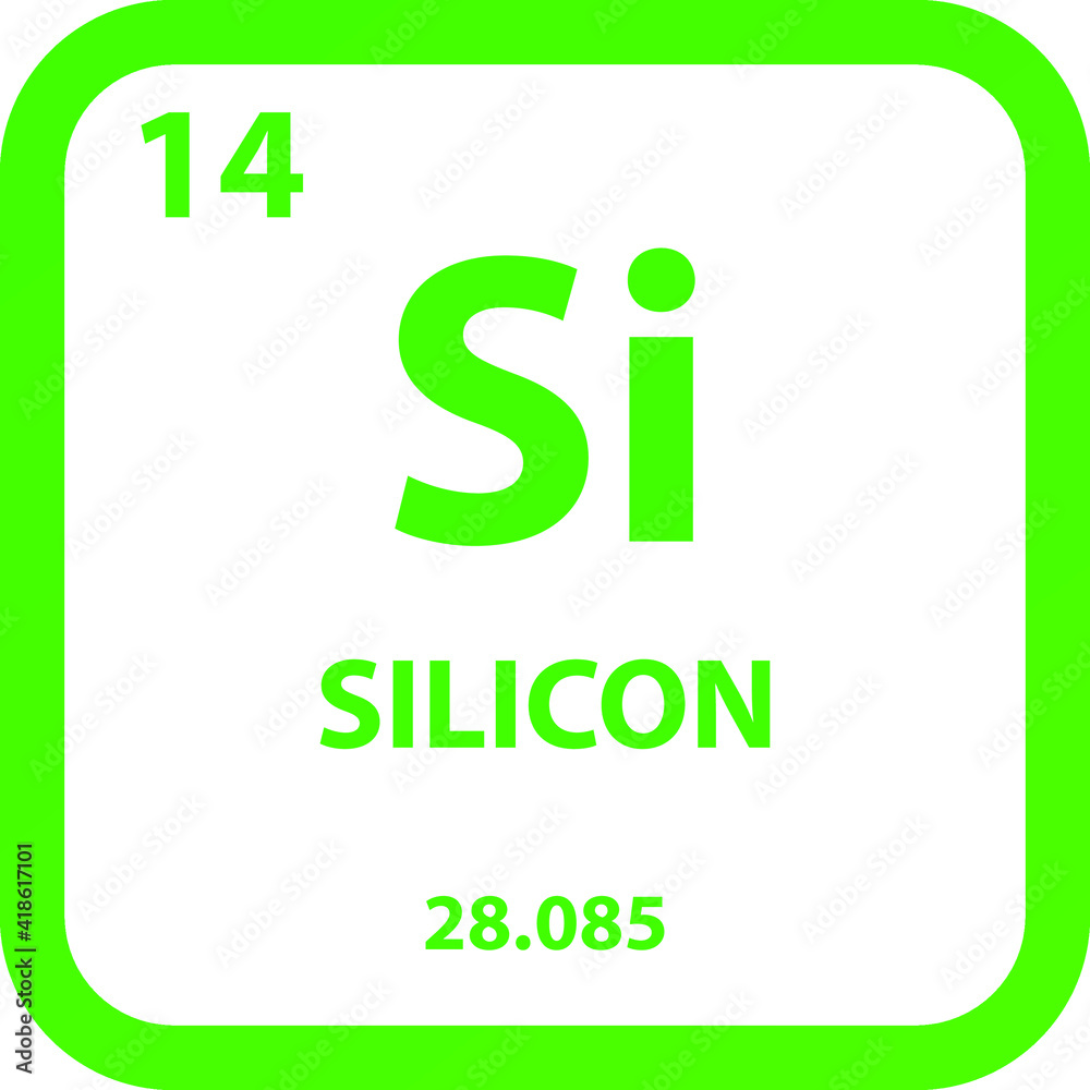 Silicon Si Metalloid Chemical Element vector illustration diagram, with ...