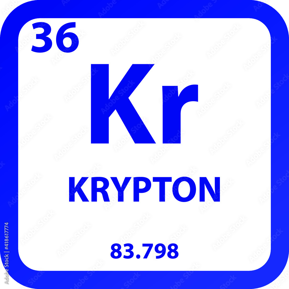Krypton Kr Noble gas Chemical Element vector illustration diagram, with ...