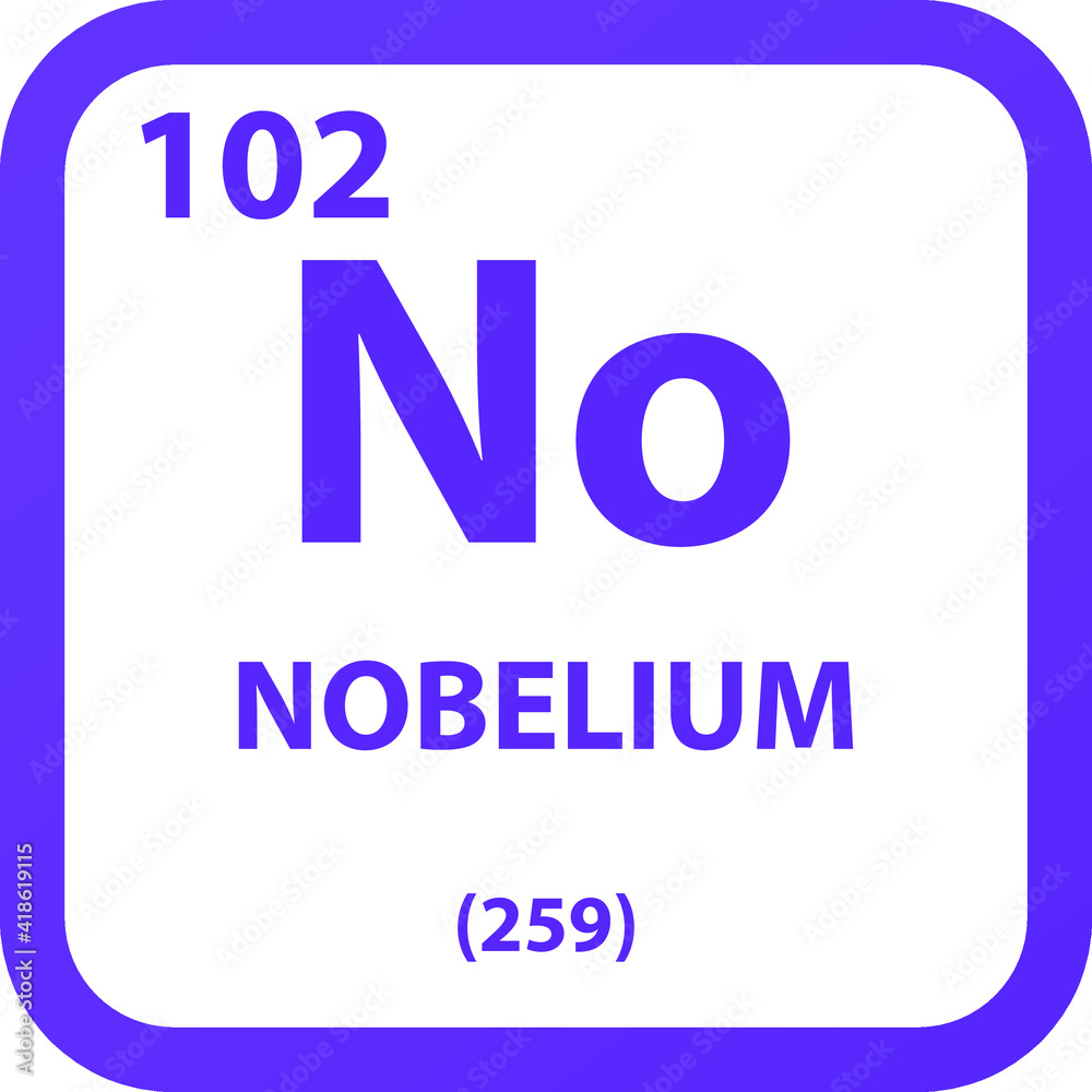 Nobelium No Actinoid Chemical Element vector illustration diagram, with ...