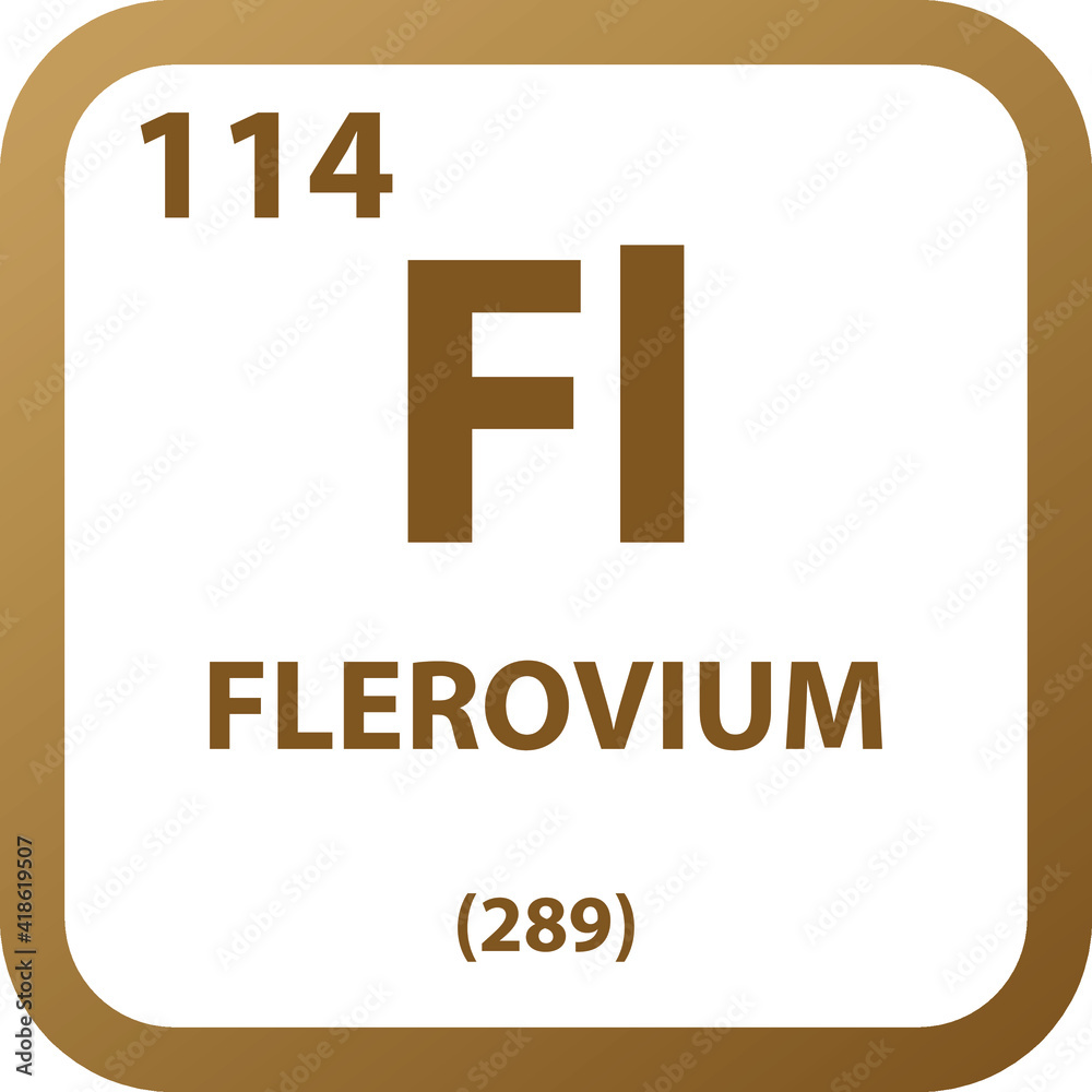 Flerovium Fl Chemical Element vector illustration diagram, with atomic number, mass and electron ...