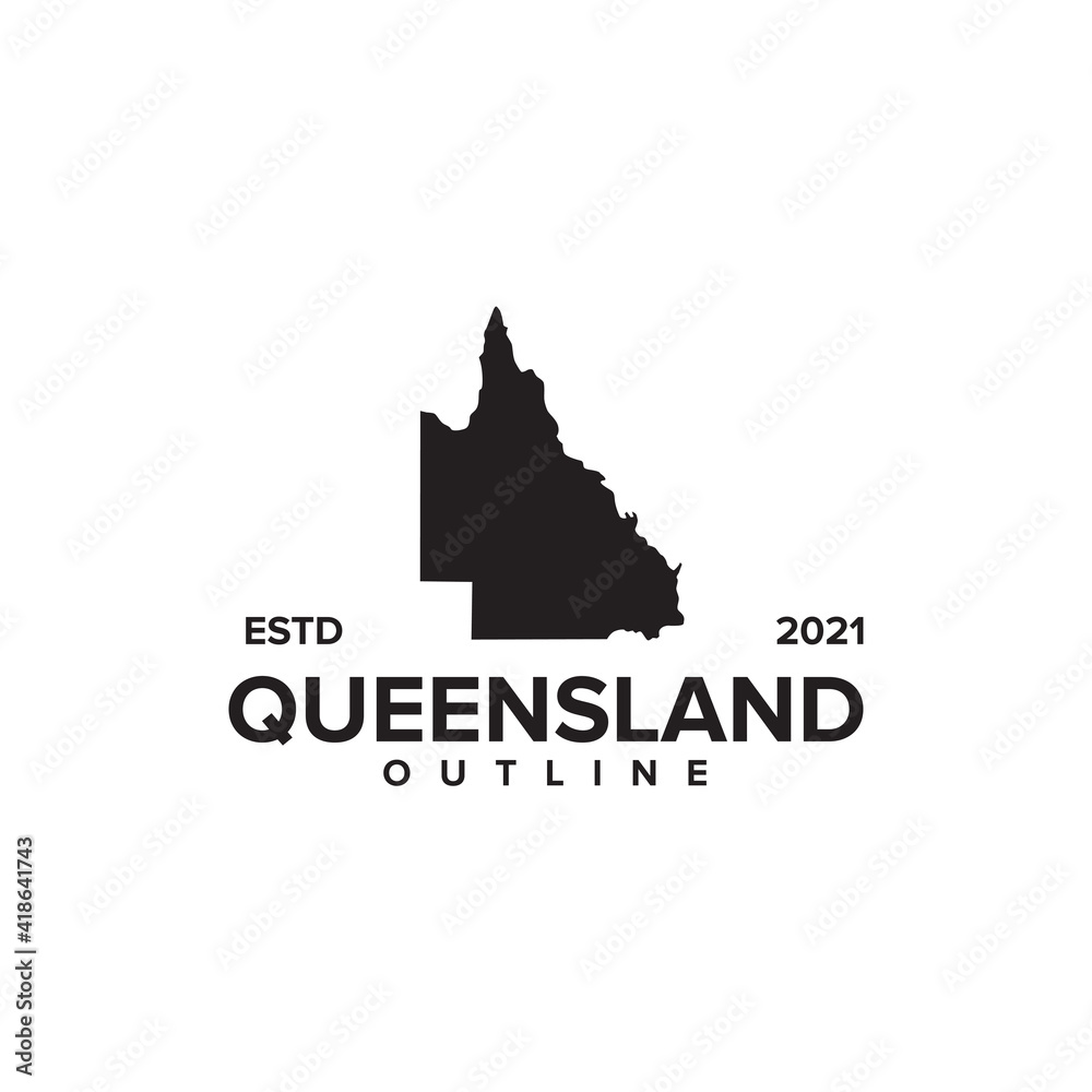Queensland outline map logo design template Stock Vector | Adobe Stock