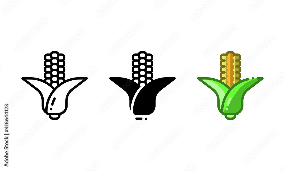 Corn icon. With outline, glyph, and filled outline styles Stock Vector ...