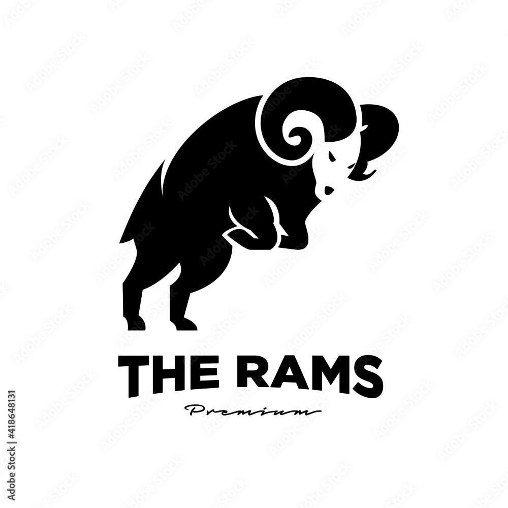 big horn rams, goat, sheep, lamb logo silhouette - mammal, animal ...