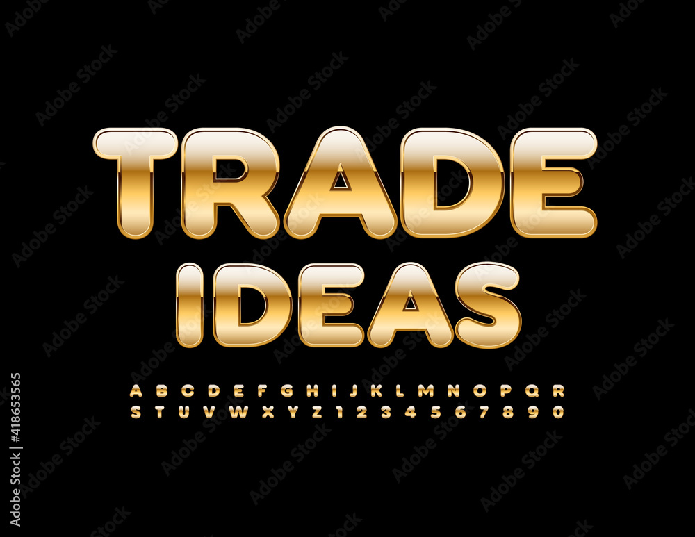 Vector luxury concept Trade Ideas. Shiny premium Font. Set of Gold ...