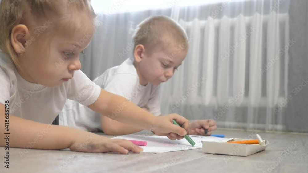 happy family brother and sister teamwork concept. little boy and girl ...