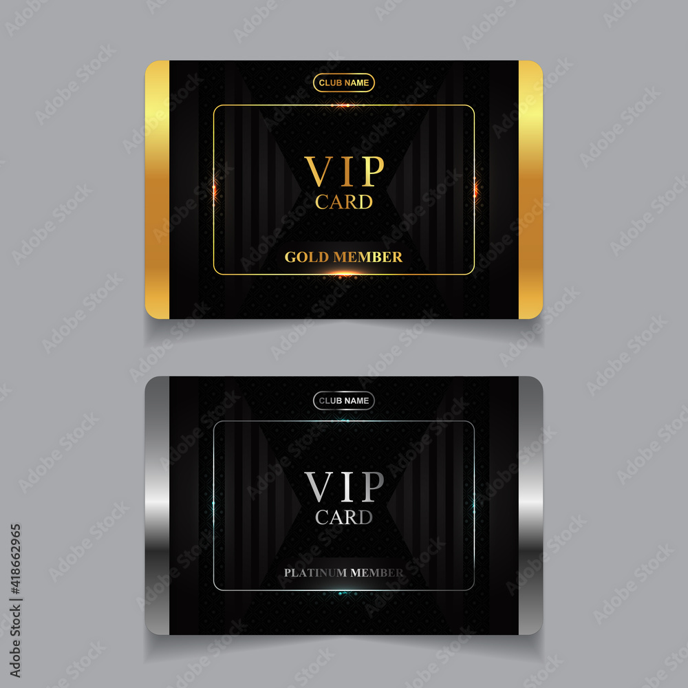 Vector VIP golden and platinum card. Black geometric pattern background ...