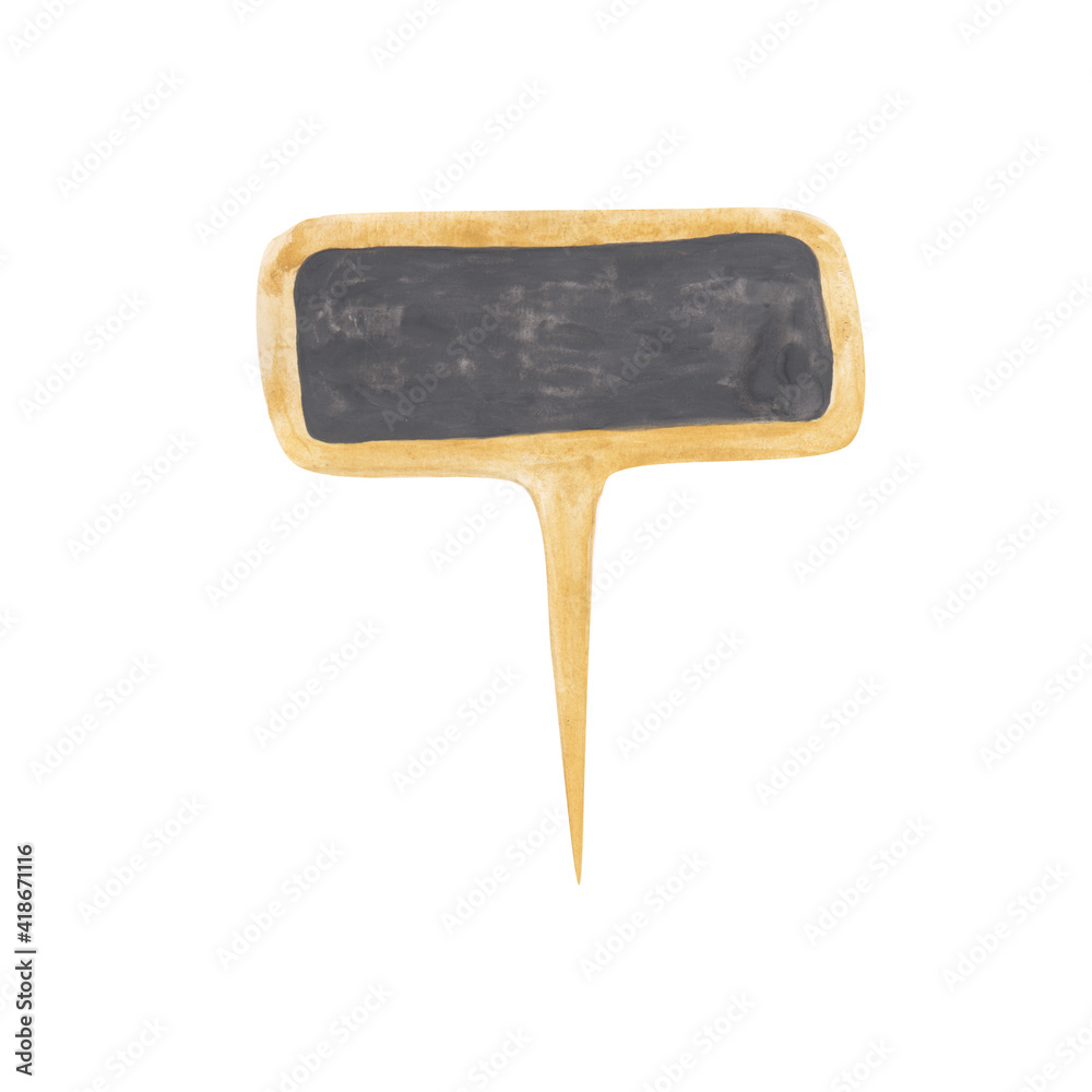 Watercolor signboard isolated in a white background. Hand-drawn ...