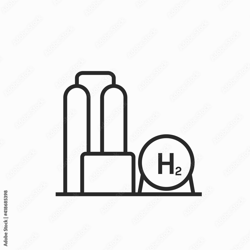 Hydrogen plant line icon. environment, eco friendly and alternative ...