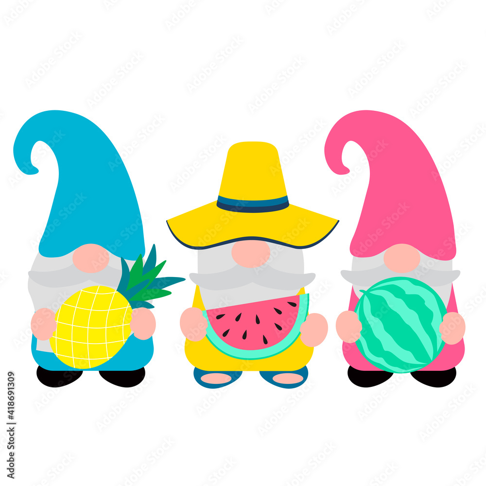 Cute summer gnome, vector illustration art. Stock Vector | Adobe Stock