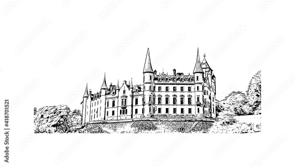 Building view with landmark of Inverness is the city in Scotland. Hand ...