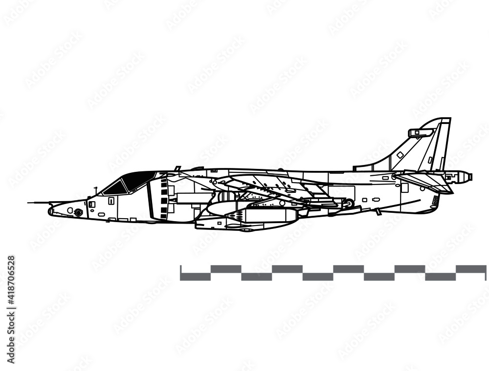 Hawker Siddeley Harrier GR.3. Vector drawing of VSTOL attack aircraft ...