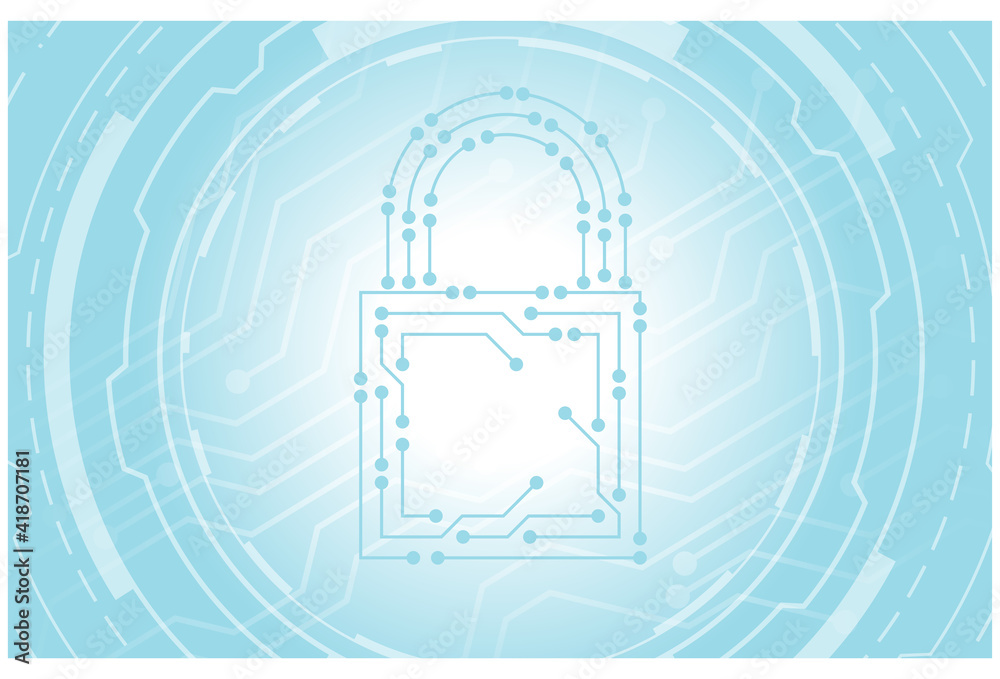 Cyber security concept background. Lock symbol from lines, point ...