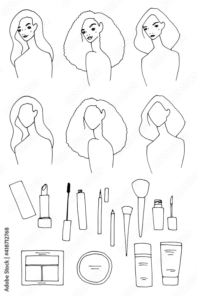 line art make up clipart beauty cosmetics clip art fashion illustration ...