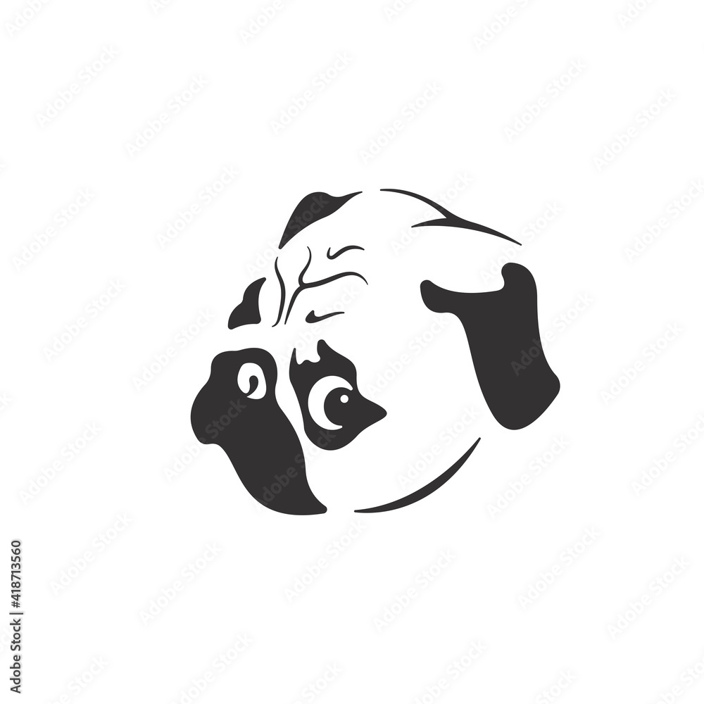 Vector of pug dog face design on white background. Easy editable ...