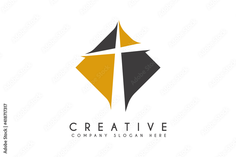 cross CHURCH logo design vector illustration. letter T Church religion ...