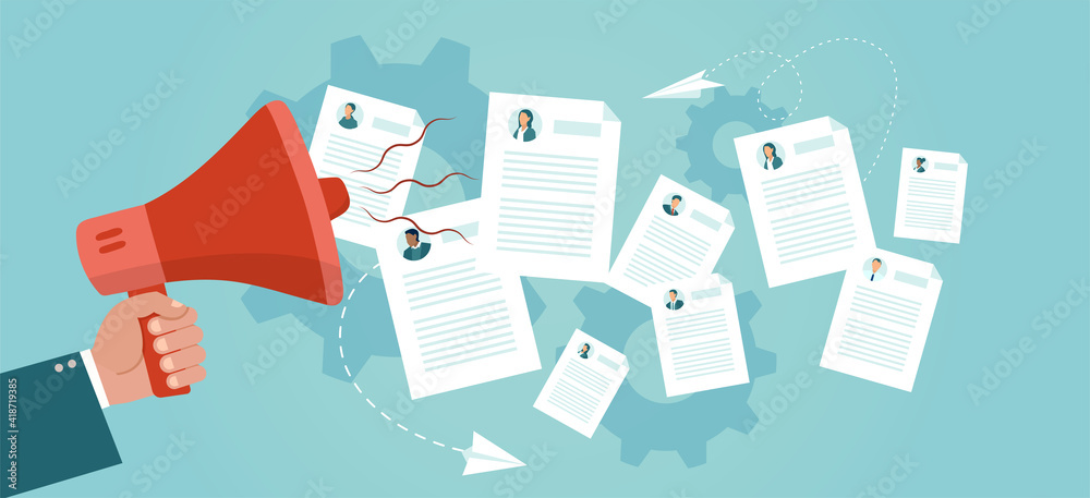 Vector of a hr manger making an announcement to a job applicants Stock ...