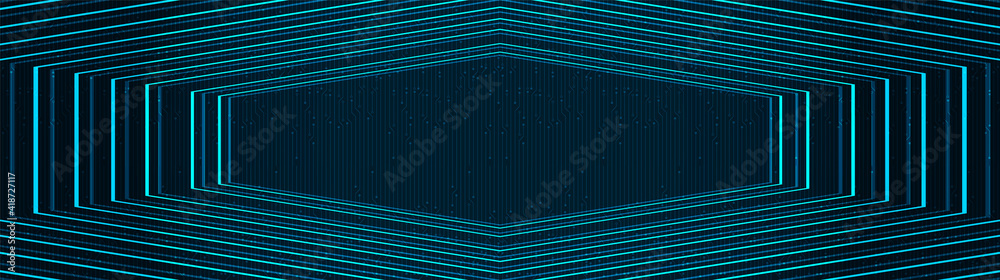 Panorama Polygon Line Technology background,warp and expanding movement ...