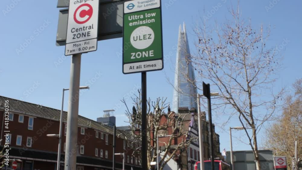 ULEZ stock footage London, UK - April 9 2019: ULEZ (Ultra low emission ...