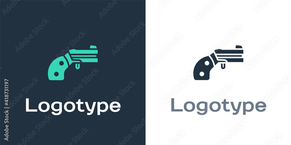 Logotype Small gun revolver icon isolated on white background. Pocket ...